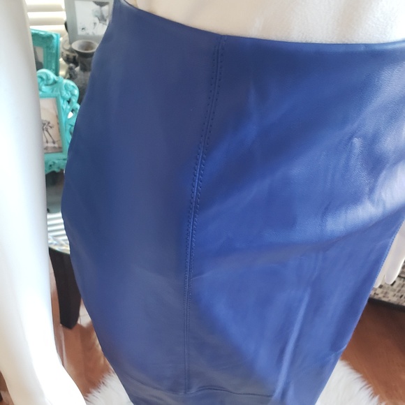 ASOS | Skirts | Asos Blue Faux Leather Pencil Skirt | Poshmark